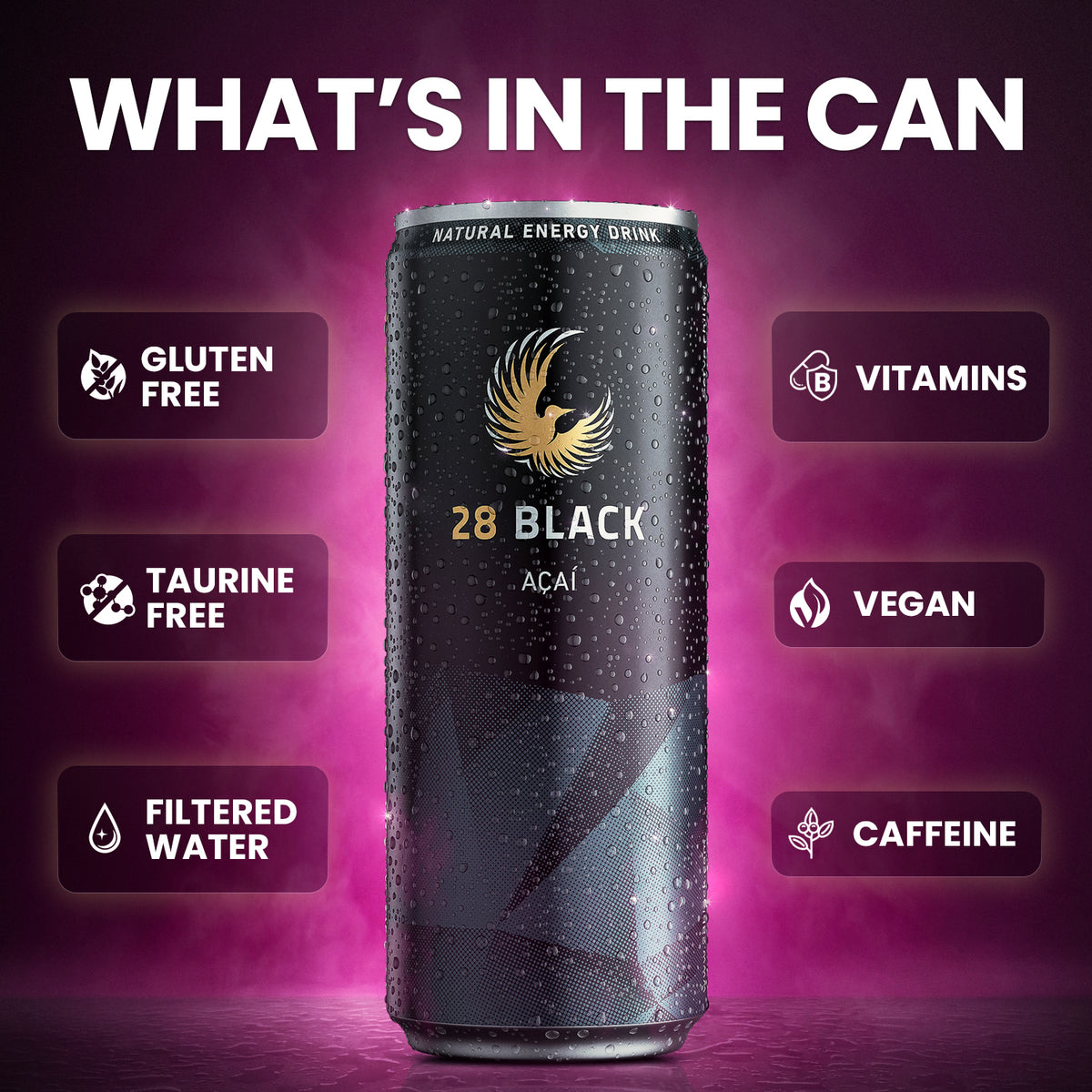 Açaí Energy Drink 12oz | Vegan & Clean Energy | 28blackus – 28 Black USA